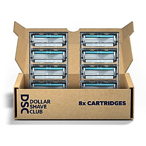 Dollar Shave Club | 4-Blade Club Razor Refill Cartridges, 8 Count | Precision Cut Stainless Steel Blades, Great For Longer Hair and Hard to Shave Spots, Optimally Spaced For Easy Rinsing, Silver/Blue