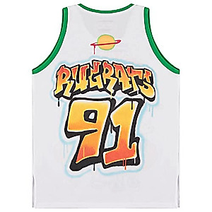Nickelodeon Mens 90's Classic Tank - Rugrats Jersey - Reptar, Tommy, Chuckie & Phil Tanktop (White, Medium)