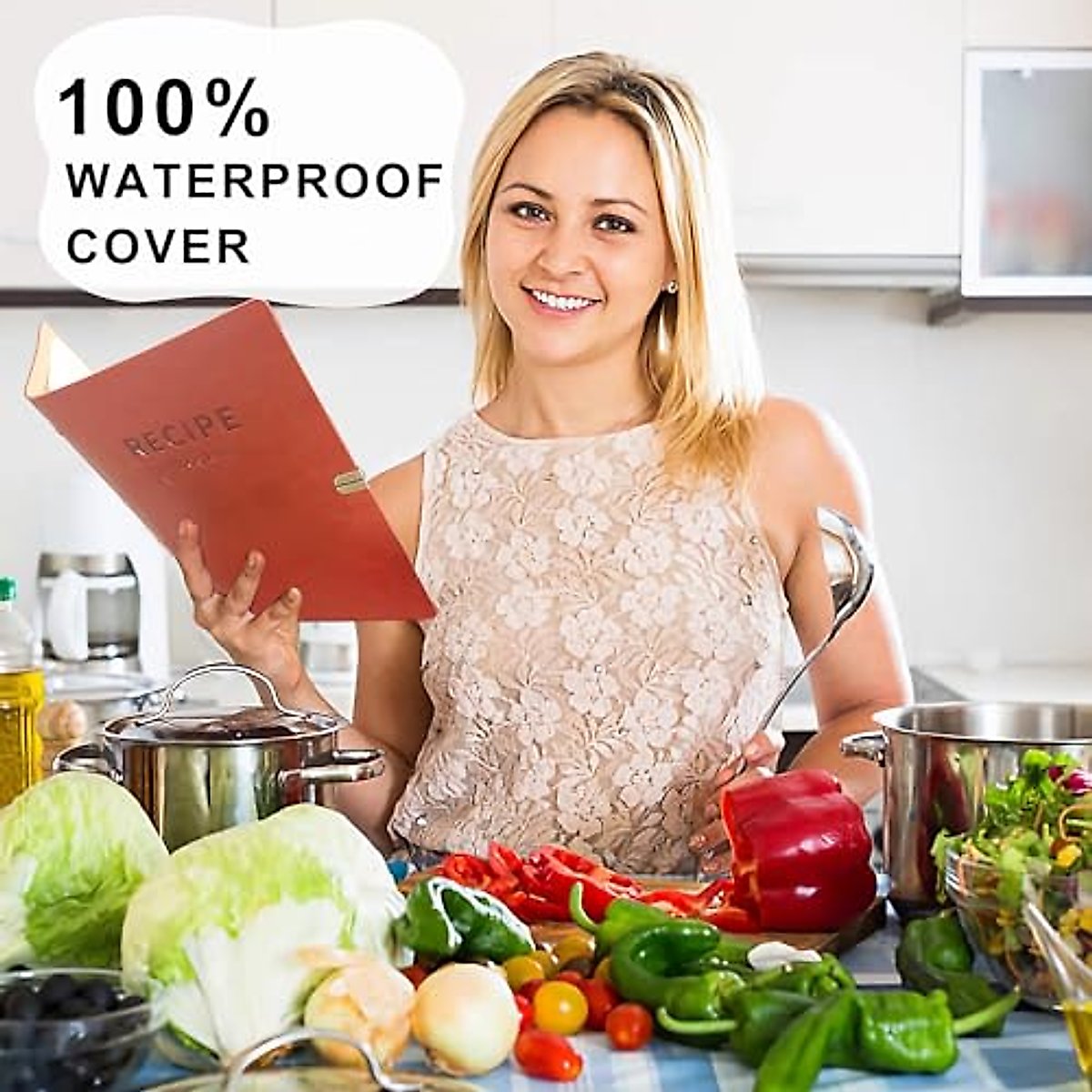 XXINMOH Leather Recipe Book With Index Pages & Templates, The Perfect Recipe Note Book To Write In Your Own Recipes - Simplified Blank Cookbook to Organize Your Recipes (Waterproof Cover)