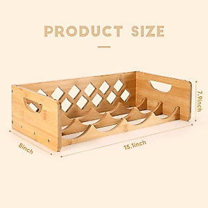 vinlley Bamboo Water Bottle Organizer, Free-Standing Stackable 4 Bottle Storage Holder Rack - Water, Wine, and Drink Organizer Shelf for Kitchen Countertop, Cabinet, Pantry, Fridge, Freezer - 2 Pack