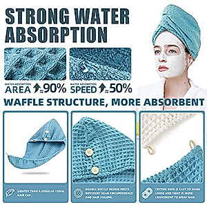 Hair Towel Gift Set, 3 Pcs Microfiber Fast Dry Hair Caps Bath Sponge Scalp Comb Bathroom Supplies Set (Blue)