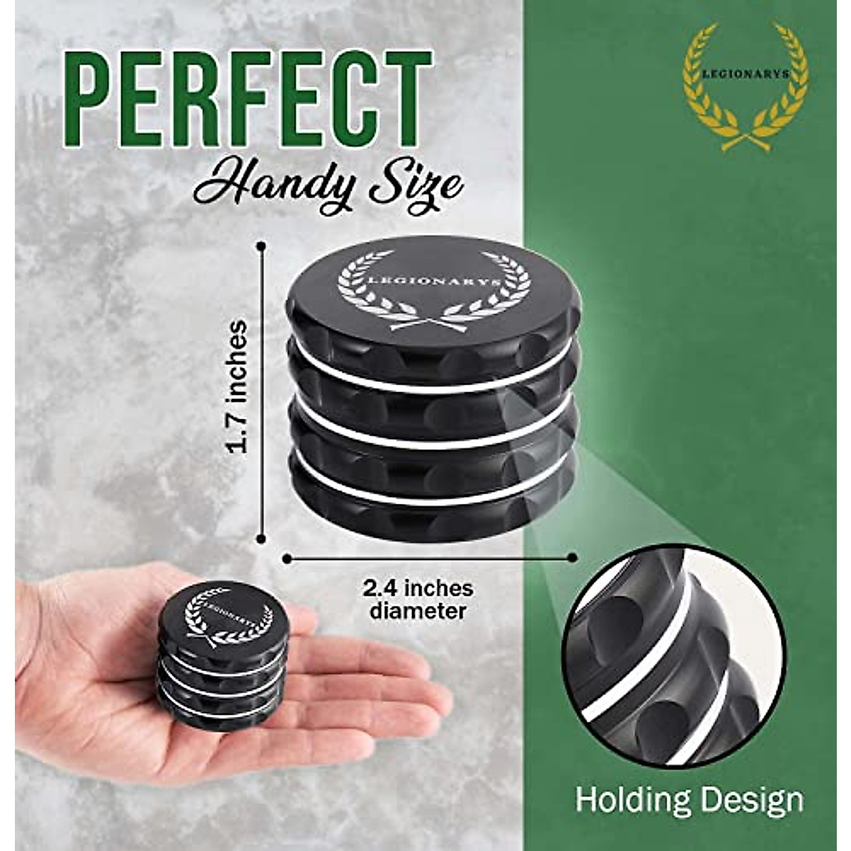 LEGIONARYS Spice & Herb Manual Grinder 2.4” – Durable and Easy Grip Herb Grinder