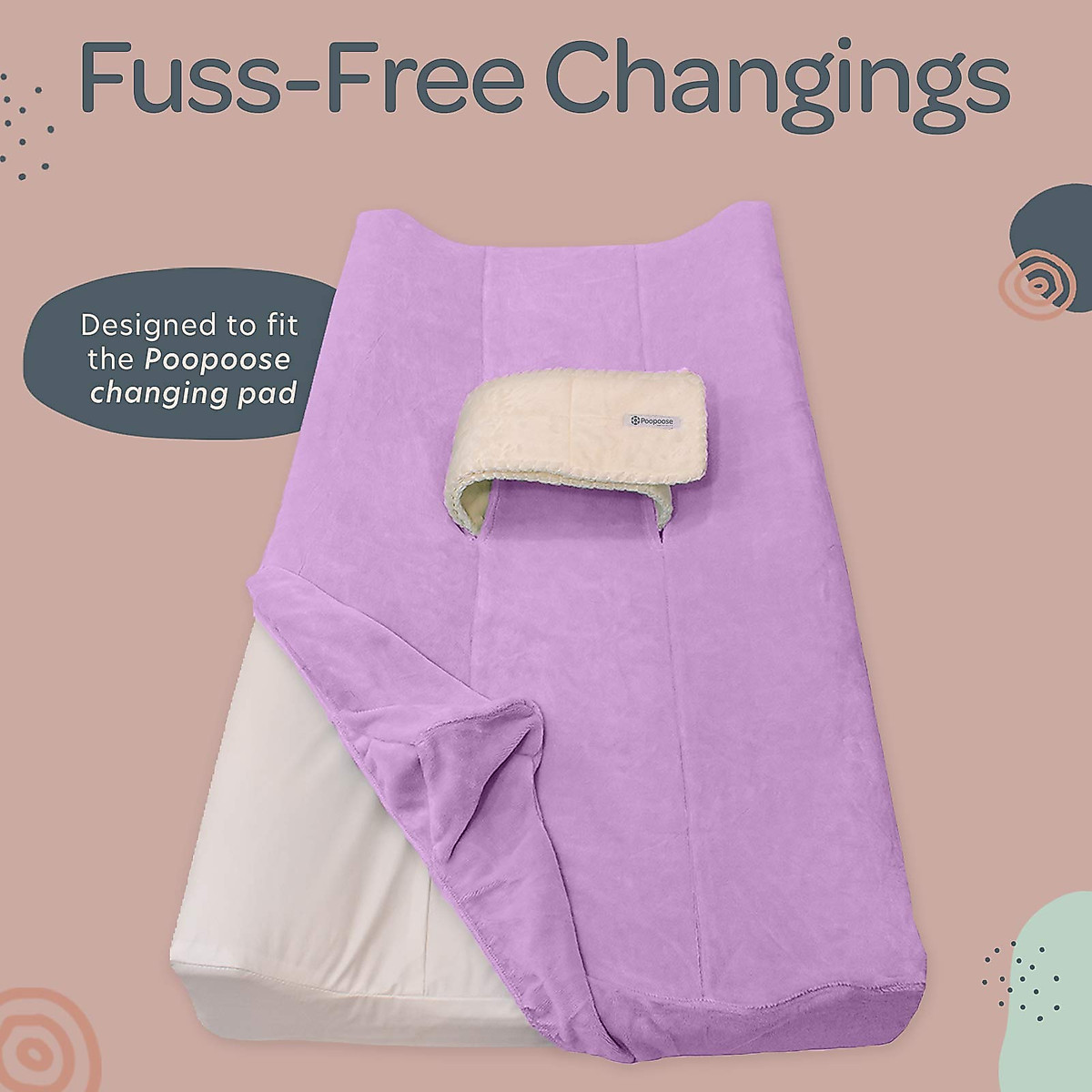 PooPoose Baby Changing Pad - PooPoose Changing Pad Cover Lavender Diaper Mat for Table, Dresser, Change Station, Soft Secure