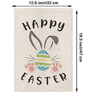 Happy Easter Bunny Egg Garden Flag Double Sided Burlap Yard Outdoor Decor Spring Summer Holiday Decorations 12.5 x 18 Inch