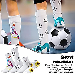 SATINIOR 32 Pairs Sublimation Socks Polyester Blanks Heat Transfer Socks with Sublimation Sock Jig for DIY Dye Heat Press Accessories, 4 Sizes white