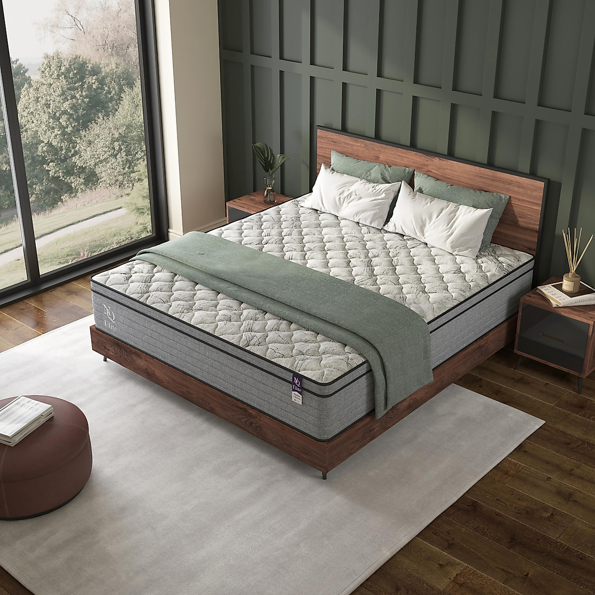 NapQueen Elite Series Machka King Size Mattress, 12 Inch Cooling Gel Memory Foam Mattress King Size, Hybrid Mattress in a Box with Individual Pocket Spring, CertiPUR-US Certified, Made in USA