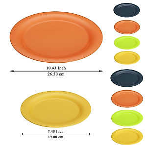 Evanda Plastic Plates 8 Pieces, Dinner Plates 7.5/10 inch Unbreakable And Reusable for All Purpose and All Age BPA Free, Microwave Safe Dishwasher Safe (Mutil Color)