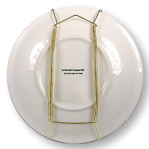 Banberry Designs Brass Vinyl Coated Plate Hanger 5 to 7 Inch Plates - Set of 4 - Includes Hook and Nail for Hanging