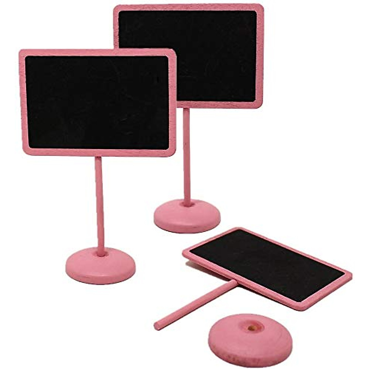 10pcs Mini Blackboard Mini Wooden Wedding Blackboard Chalkboard Place Cards Message Board Label Table with Stand Base - Pink