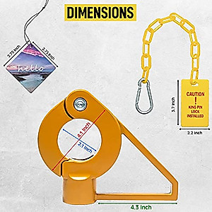 Heavy-Duty - King Pin Lock | Strong Tough Steel | Fifth Wheel Trailer Lock | Anti-Theft for RVs, Trailers, etc | with Bright Caution Tag Deterrent and Air Freshener