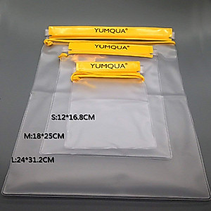 YUMQUA Waterproof Bags, Water Tight Cases Pouch Dry Bags + Waterproof Phone Pouch with Armband for Camera Mobile Phone Maps Pouch Document Holder Kayak Military Boat- 4 Piece Set