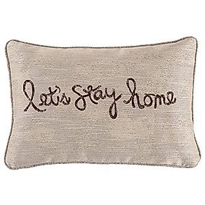 Signature Design by Ashley "Let's Stay Home" Scripted Throw Pillow, 22 x 16 Inches, Beige