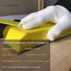 VOLSIVE 7pcs Hand Sanding Block Set, Rectangle Handheld Sanding Pad, Hook and Loop Interchangeable Assorted Shapes, for Sanding or Polishing in Auto Body and Paint Shops - Yellow