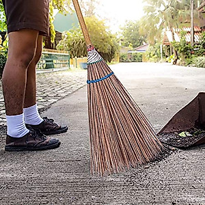 Heavy-Duty Coconut Leaf Stick Broom Outdoor Indoor Commercial Perfect for Lobby Mall Market Floor Garage Courtyard