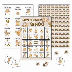 Bear Balloon Baby Shower Bingo Game - We Can Bearly Wait Baby Sower Bingo Card - 24 Players Bingo Game Set Indoor Outdoor Activities - Baby Shower Party, Gender Reveal Party Favors Supplies -A03