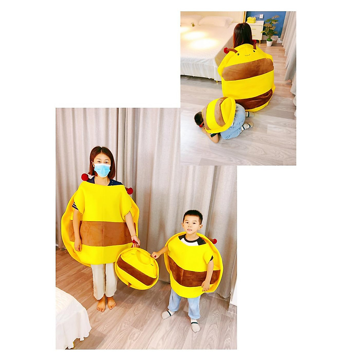 Gujuja Wearable Bee Shell Pillows Giant Bee Shell Plush Toy Bee Stuffed Animal Plush Pillow for Adult Kids Birthday Gift (Large)