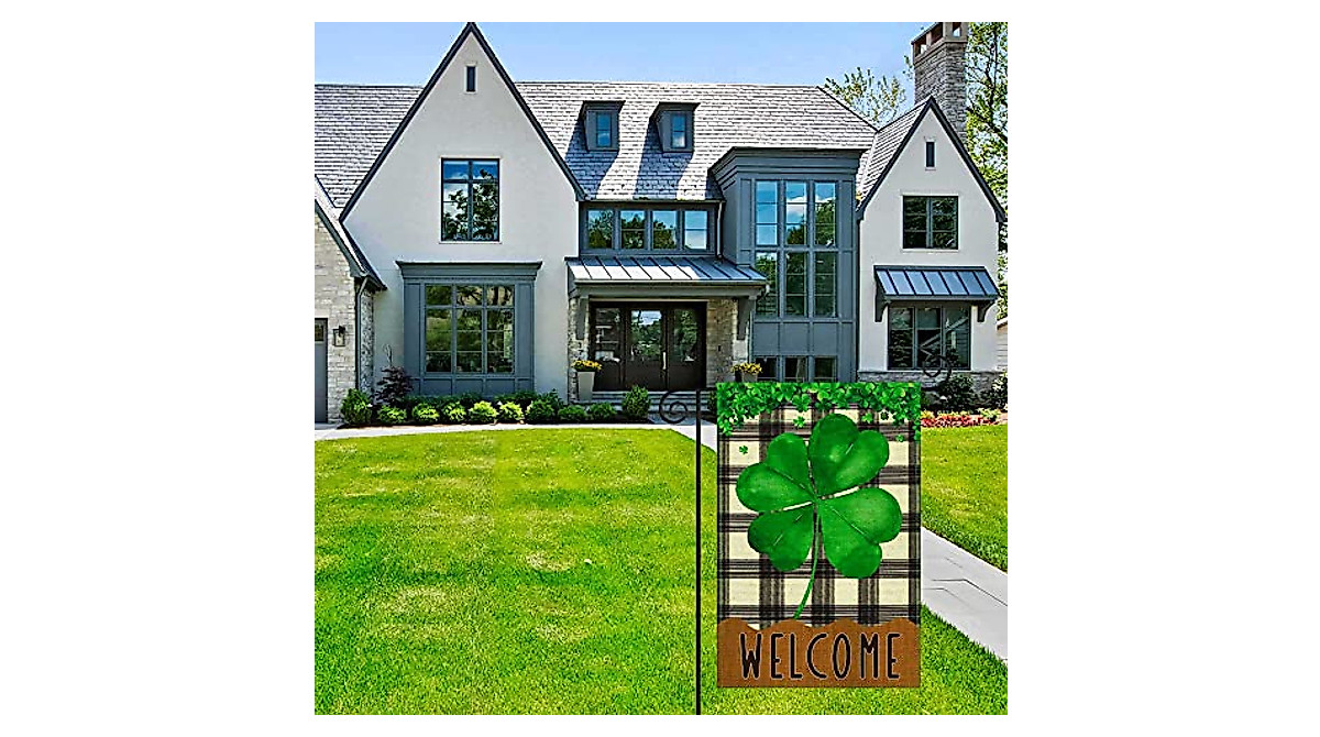 Spring Welcome Garden Flag - Durable Burlap Shamrock Banner for Yard ...