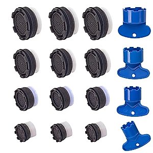 12 Pcs Insert Faucet Aerator Faucet Aerators with 4 Pcs Key Removal Wrench Tool, Tap Aerators Flow Restrictor Replacement Part Filter,M16.5 18.5 21.5 24 mm…