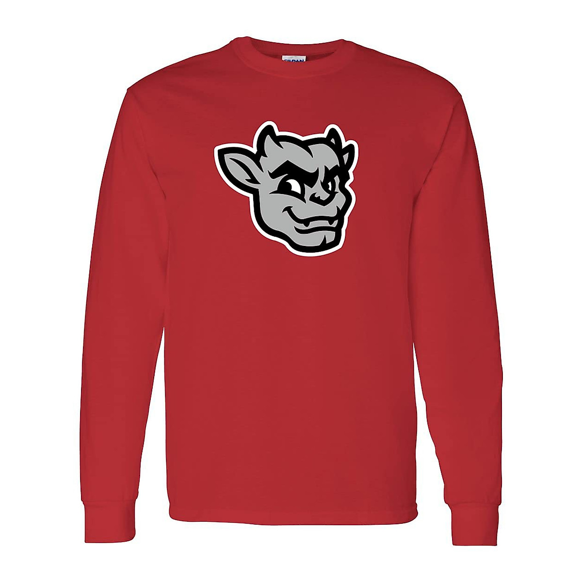 CreateMyTee | Bradley University Kaboom Full Color Long Sleeve T-Shirt (Red, Medium)