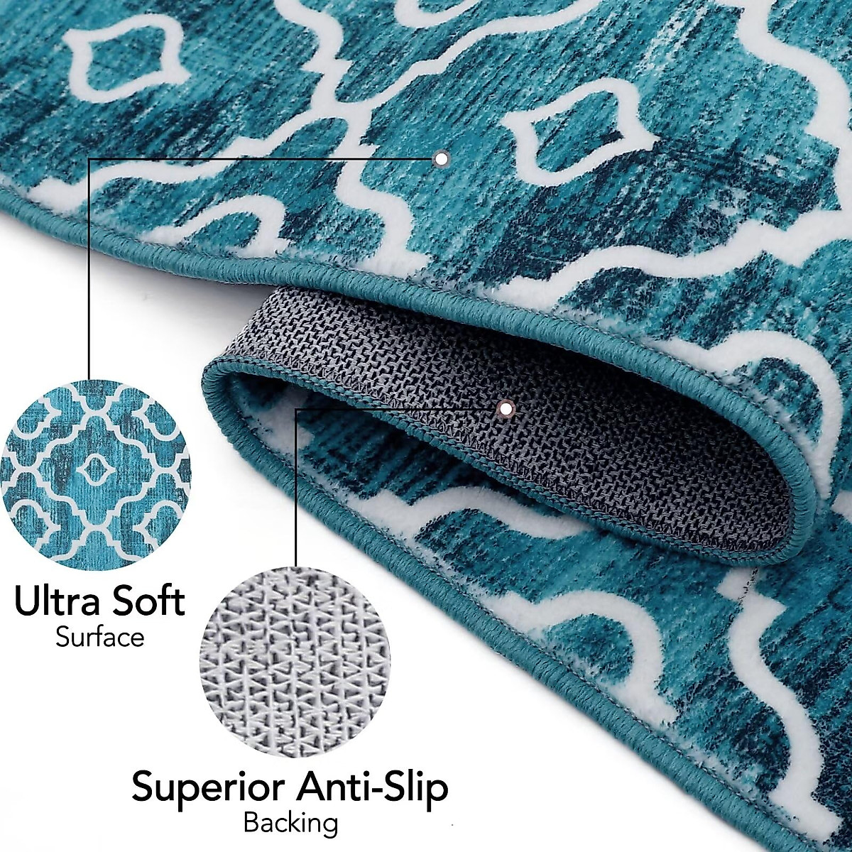 ROYHOME Area Rug 8x10 Living Room Rugs Machine Washable Rug Moroccan Rug Geometric Neutral Floor Carpet Soft Low Pile Stain Resistant Large Rug for Bedroom Under Dining Table Home Office