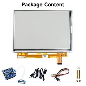 Waveshare 9.7inch E-Ink Display HAT Compatible with Raspberry Pi4B/3B+/3B/2B/B+/A+/Zero/Zero W/WH/Zero 2W 1200x825 Resolution IT8951 Controller USB/SPI/I80 Interface Supports Partial Refresh