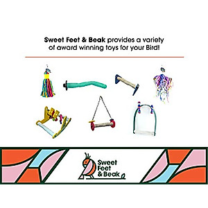 Sweet Feet and Beak Roll Bird Swing - Pumice Perch Bird Toys Trims Nails and Beaks, Safe and Non-Toxic Bird Cage Accessories for Small and Large Birds, Swinging Toys Birds Will Love, Large 10.5 Inches