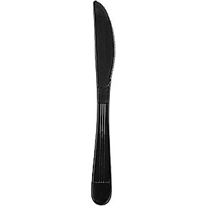 Amazon Basics Plastic Cutlery Knife, Heavy-Weight, Black, 1000 Knives