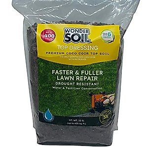 Premium Nutrient Rich Lawn Top Dressing Turf Expanding Coco Coir Mix – 10 LB Covers up to 400 sq. ft. – Grow Thicker Greener Grass in Drought Heat Conditions – Save Water, Seed, & Fertilizer