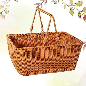 Alipis Sundries Flower S Shape Store Shopping Bincookie Lid with Party Wicker Wine Light Practical Woven Vase Organizer Bags Household and Willow Bamboo Candy Vegetable Bin Easter Bread