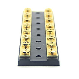ZOOKOTO 8 Circuit Junction Block,32V DC 60A Dual Brass Bus Bar with Sixteen 8-32 Screw Terminals