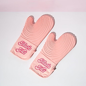 Paris Hilton That's HOT Pink Oven Mitt Set, Heat Resistant Pot Holders Featuring Non-Slip Textured Silicone Grips, 2-Piece Set, Pink