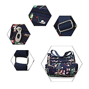 NOTAG Crossbody Bags for Women Nylon Shoulder Bag Floral Multi-Pocket Purses and Handbags (CH)