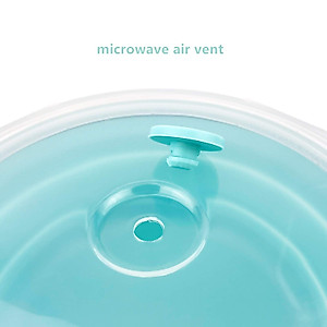 CARTINTS Blue Collapsible Bowls Silicone Food Storage Containers Silicone Camping Bowls with Airtight Lids, Microwave and Freezer Safe, Set of 4