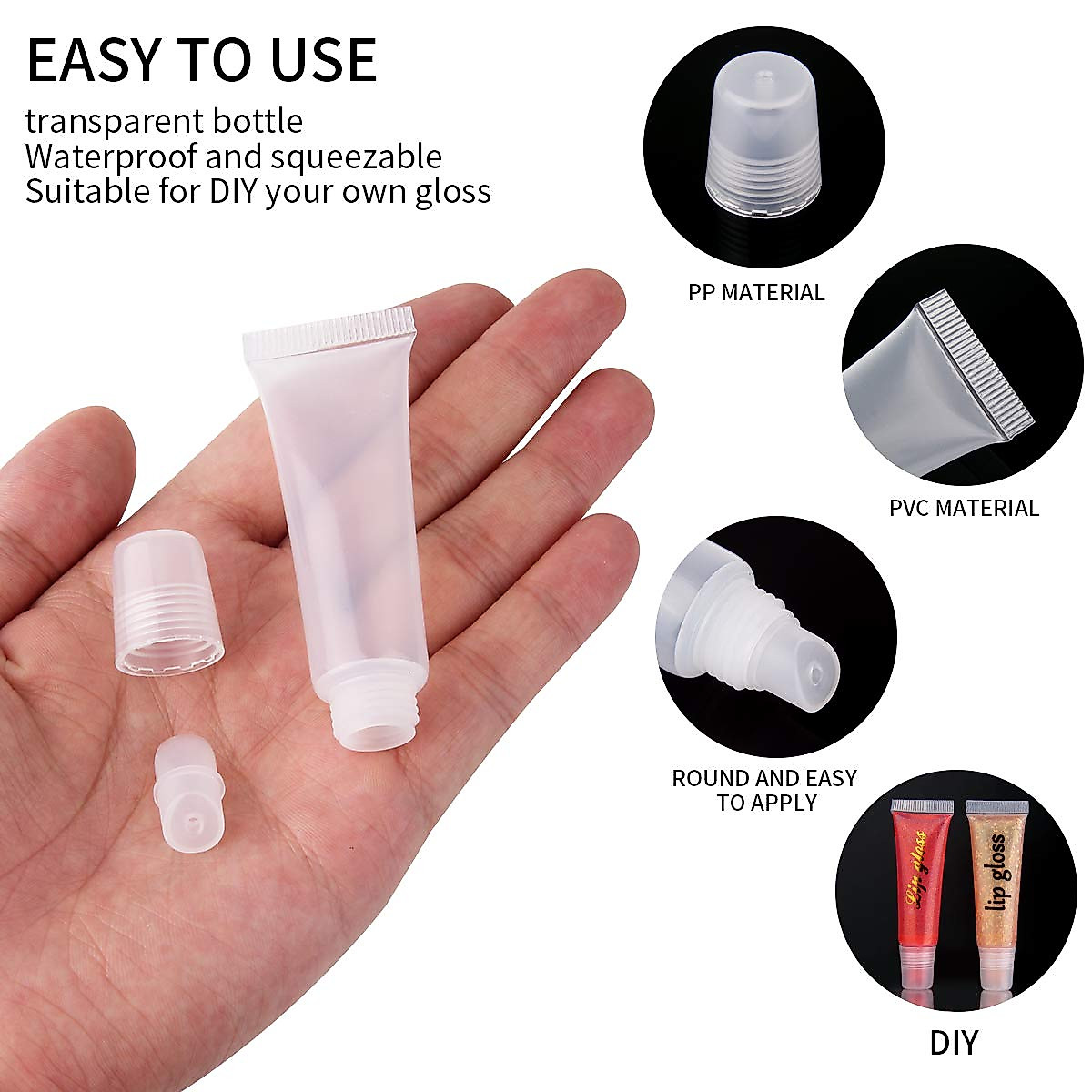 HRLORKC 110Pcs 10ml Empty Tubes Lip empty lip gloss containers for Lip Gloss Balm Cosmetic