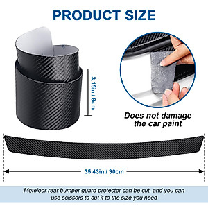 Moteloor Black Carbon Fiber Textured Leather Sticker for The Threshold bar Outside The car Boot, Anti-Scratch Strip Anti-Kick Film Protective pad for The Rear Guard（35.43 * 3.15 in）