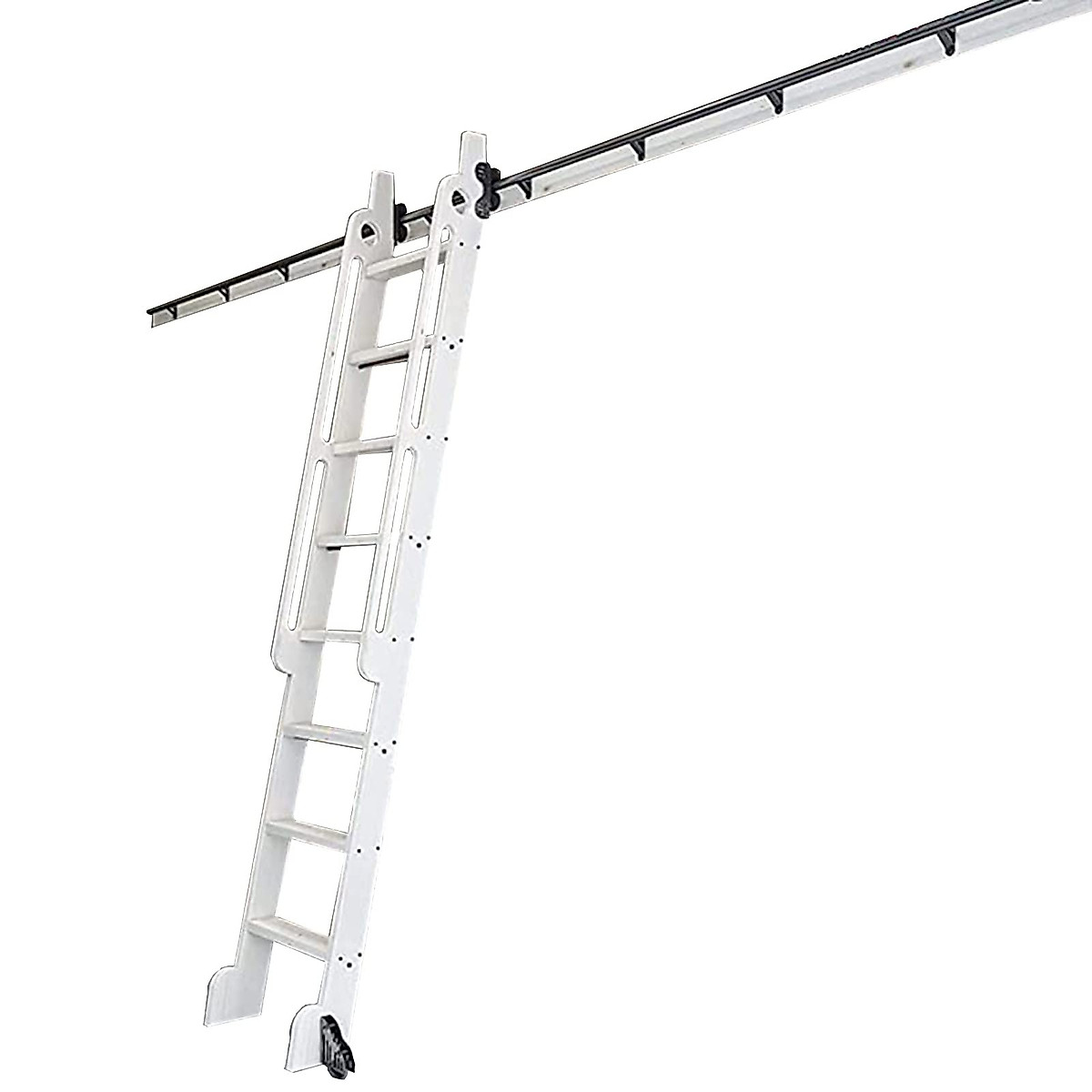 Junvstor Sliding Barn Door Hardware Kit, Carbon Steel Rolling Ladder Rail Track Roller System Closet Set Heavy Duty Sliding Ladder Rail Kit (No Ladder), 3.3ft- 20ft (Size : 3.3ft/100cm Track Kit)