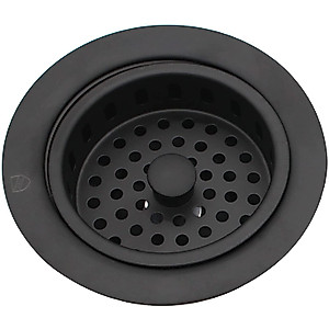 Westbrass A2145-62 3-1/2" Post Style Large Kitchen Sink Basket Strainer, Matte Black