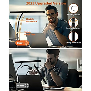 Desk Lamp, iFalarila Dimmable 160 LED Desk Light for Home Office [Updated Flexible Gooseneck & Metal Rod & I-Clamp] Book Light Clip on Table for Reading, Workbench, Drafting, Nail Tech, Sewing, Puzzle