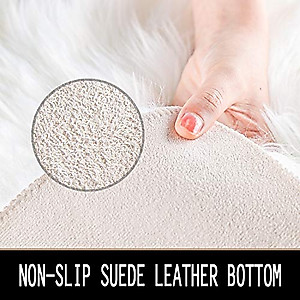 YOH Ultra Soft Faux Fur Sheepskin Seat Cushion Chair Cover Luxury White Fluffy Shaggy Area Rugs for Living Room Bedroom Makeup Table/Chair Home Stores Small Decor Carpets, 1.3 x 2 Feet