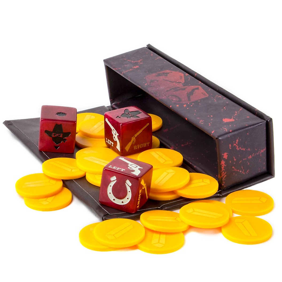 Last Chip Standing: Devil's Luck | Fast, Light & Fun Pocket Classic Family Dice Game | Includes 19mm Custom Dice, 24 Yellow Mini Chips, and Magnetic Carry Case | Travel-friendly Tabletop Board Game