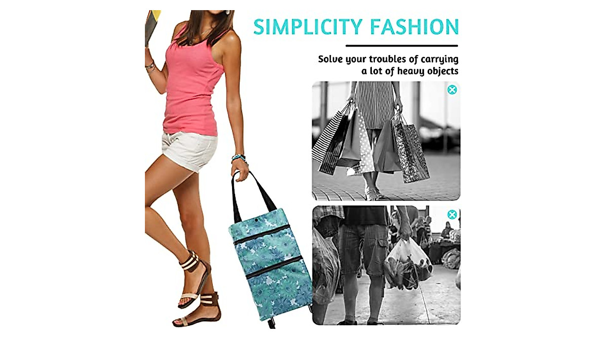 Foldable Shopping Bag with Wheels - Portable Trolley