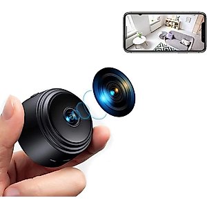 Homesweety Wireless Mini Camera, Nanny Video Security Cam with Night Vision and Motion Detection, Built-in Battery, No WiFi Need, Technology for Phone App Monitor, Pets/Baby(Round), Black AB