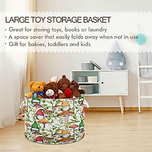 Kigai Mushroom Gnome Cotton Rope Basket Large Round Baby Laundry Basket Toy Blanket Books Storage Bin for Bedroom Bathroom Nursery Home Decor