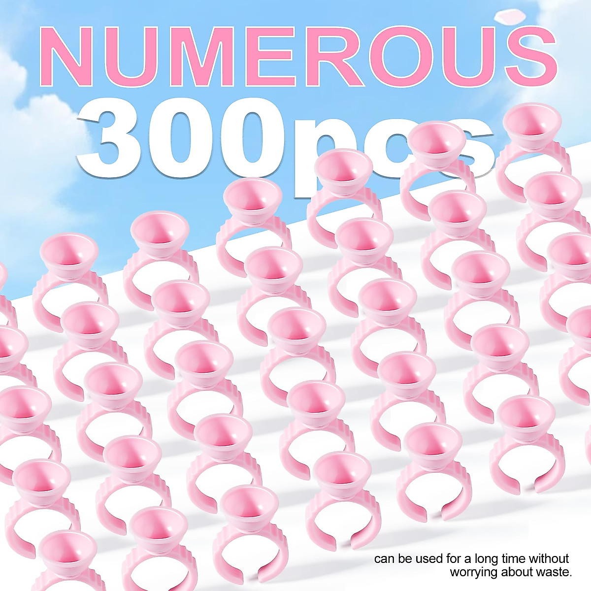 NXJ INFILILA Glue Rings, 300PCS Glue Rings for Eyelash Extensions, Disposable Lash Glue Rings Cup for Eyelash Extension Supplies, Lash Glue Holder Pigment Rings for Lash Supplies