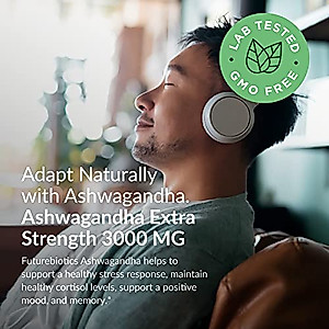 Futurebiotics Ashwagandha Capsules Extra Strength 3000mg - Stress Relief Formula, Natural Mood Support, Stress, Focus, and Energy Support Supplement, 360 Capsules