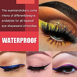 Eyelash Stickers Reusable Eyeliner and Eyelash Stickers 4 Pairs Reusable Eyelid And Eyelash Stickers Makeup Stickers Instant Outline Easy Quick Application -Women Make Up Eyeliner Stickers (Black)