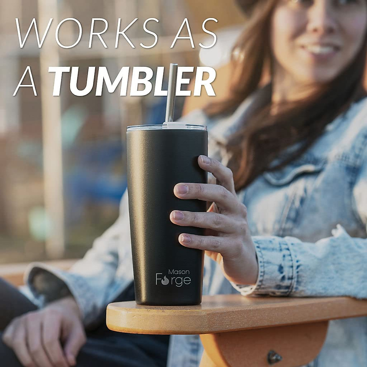 Mason Forge Cocktail Shaker Tumbler with Replacable Drinking Lid