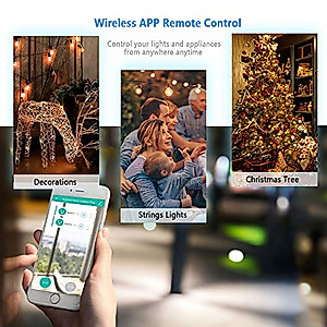 Outdoor Smart Plug, TESSAN WiFi Smart Outlet Switch with 3 Individual Sockets Work with Alexa Echo Google Home, Wireless Remote Control Outlet,Timer by Smartphone, Weatherproof Outdoor Power Strip