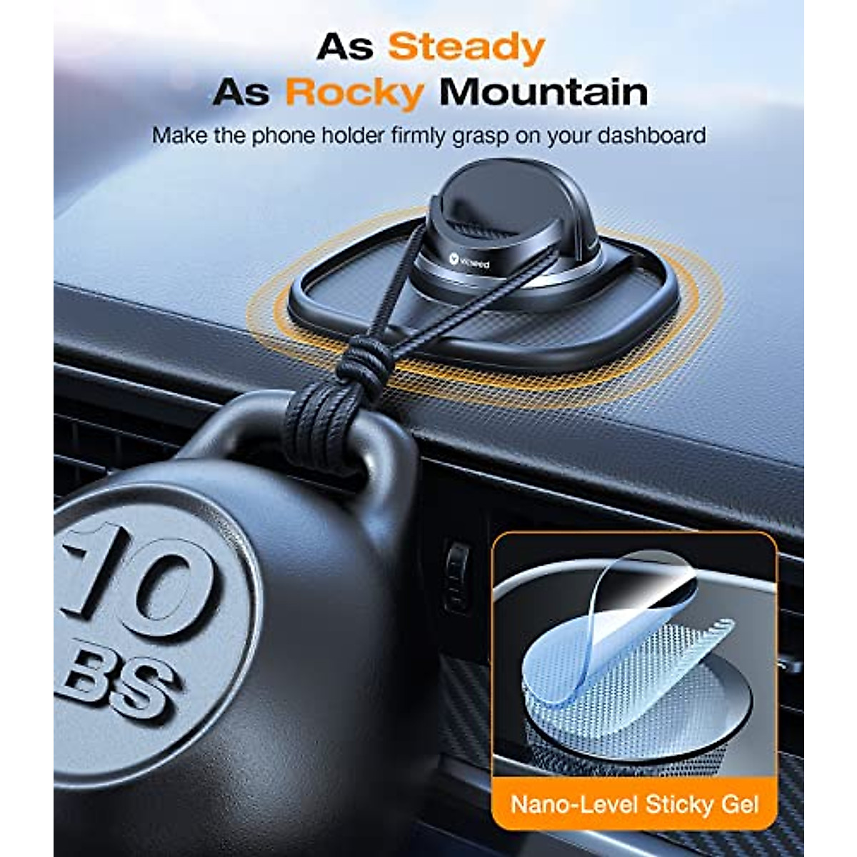 VICSEED 2023 Upgraded Dashboard Phone Holder Car [No.1 Stable, Never Slip& Fall] Reusable Silicone Phone Mount for Car Dash Anti-Slip Pad Mat Car Phone Holder Mount Fit iPhone 14 Pro Max All Phones