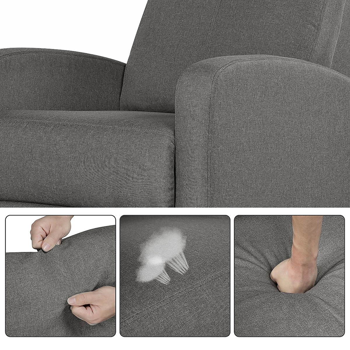 Yaheetech 2-Seat Fabric Pushback Recliner Chair Living Room Chair with Thick Seat Cushion and Backrest Reclining Chair for Living Room Grey